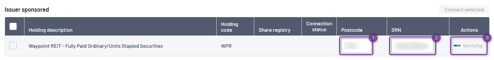 Connect share registries – Class Support