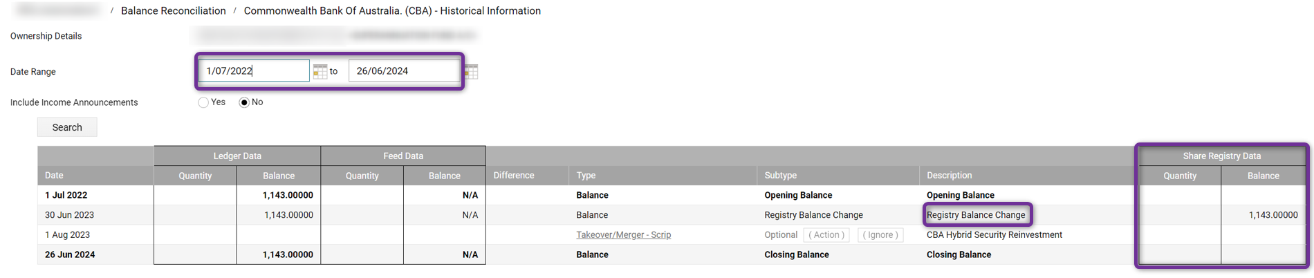 Connect share registries – Class Support