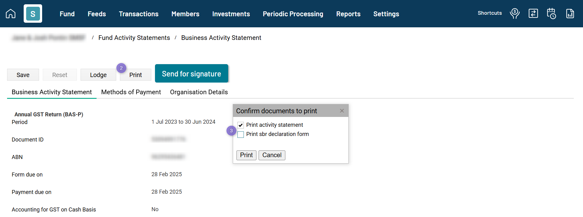 Why don't the figures appear in the BAS when I send it for signatures ...