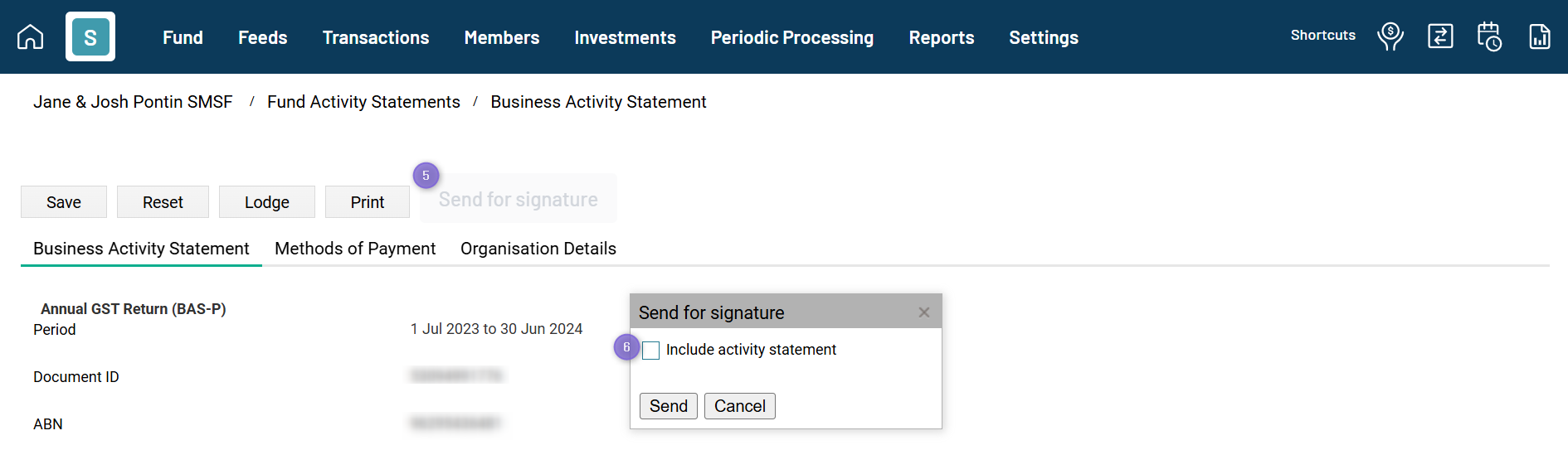 Why don't the figures appear in the BAS when I send it for signatures ...