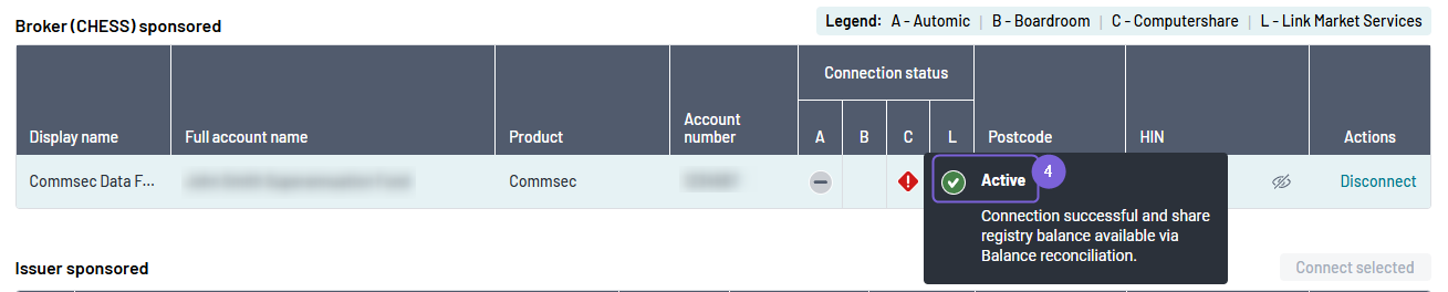 Connect Share Registries – Class Support