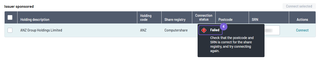Connect Share Registries – Class Support