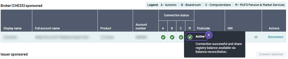 Connect Share Registries – Class Support