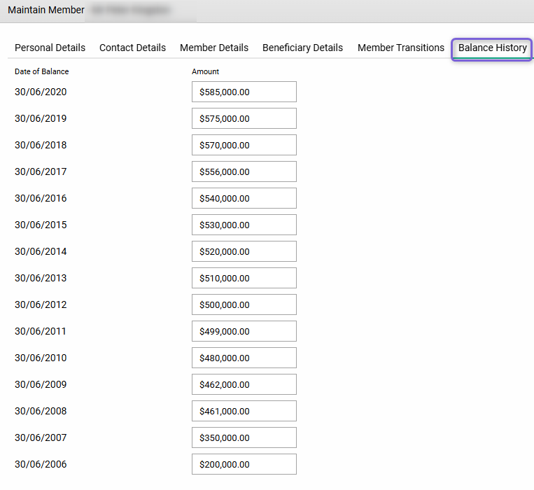 Member Balance History – Class Support