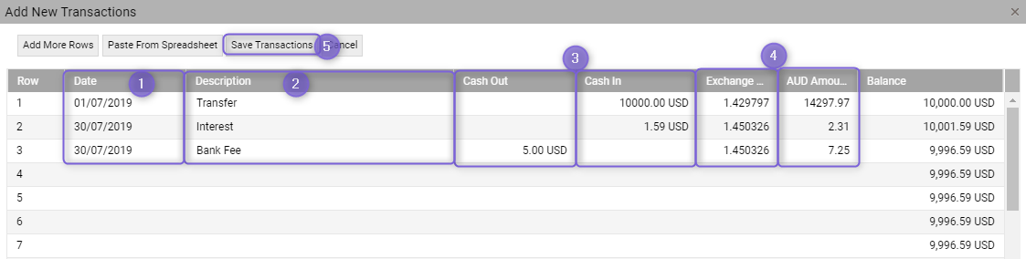 Foreign Bank Account Entering Transactions – Class Support