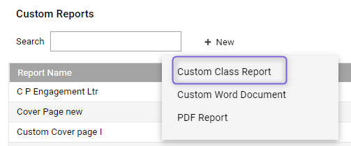 Custom Reports – Class Support