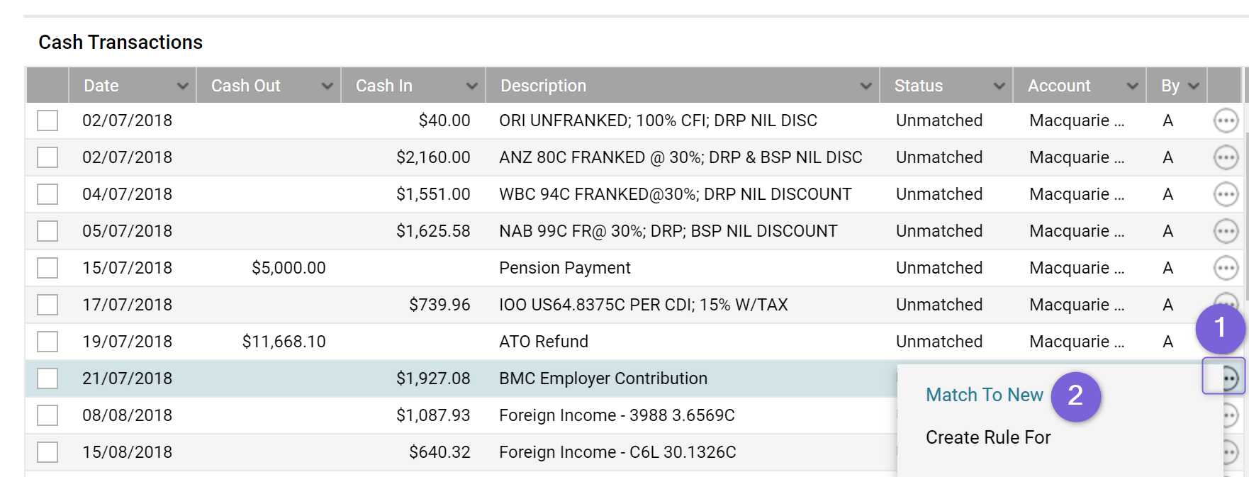 Transaction Rules – Class Support