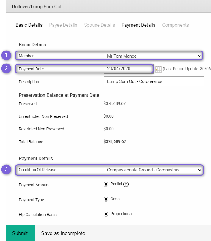 How to process an early access of super benefit using the new condition ...