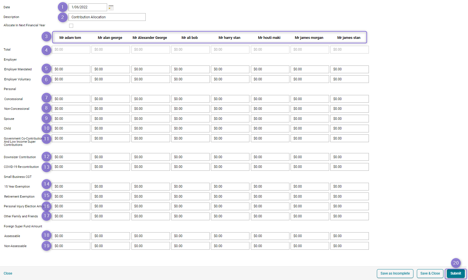 Member Contributions – Class Support