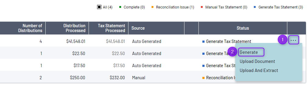 Tax Statement Console – Class Support