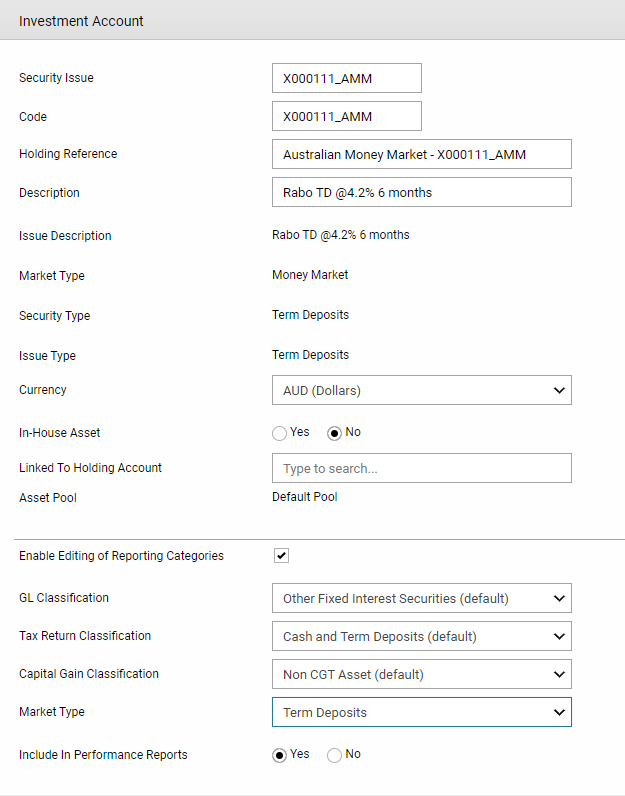 How to set up Term Deposits for AMM – Class Support